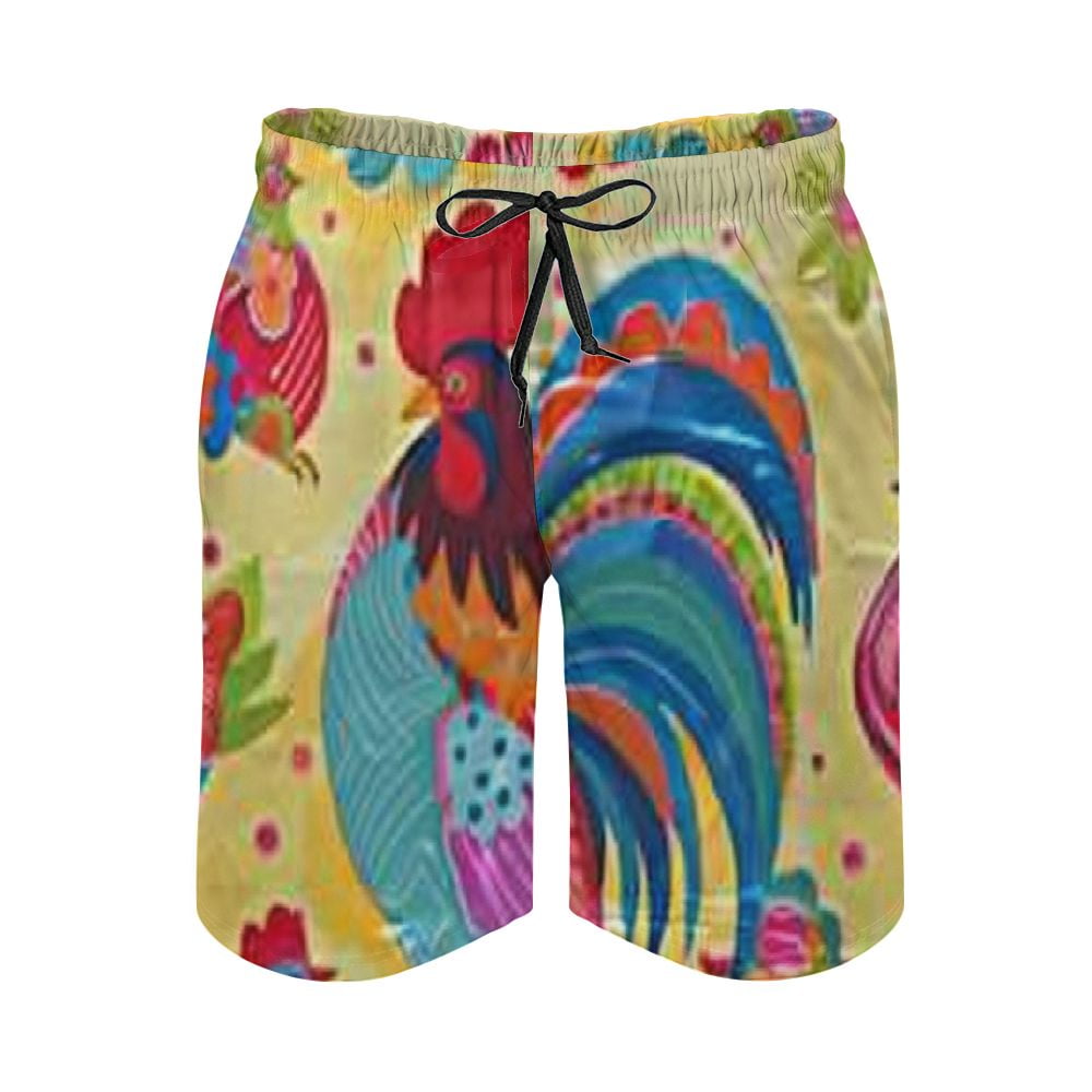 Men's Fun Chickens Farm Birds Beach Shorts Summer Trunks Sports Running ...
