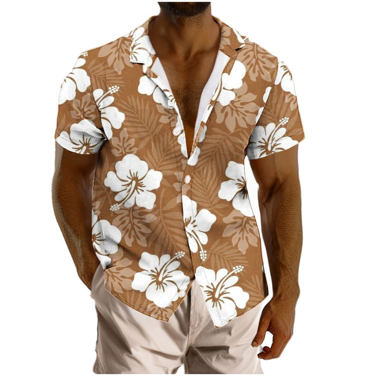 Men's Funky Tropical Floral Print Beach Shirts Casual Baggy Short ...