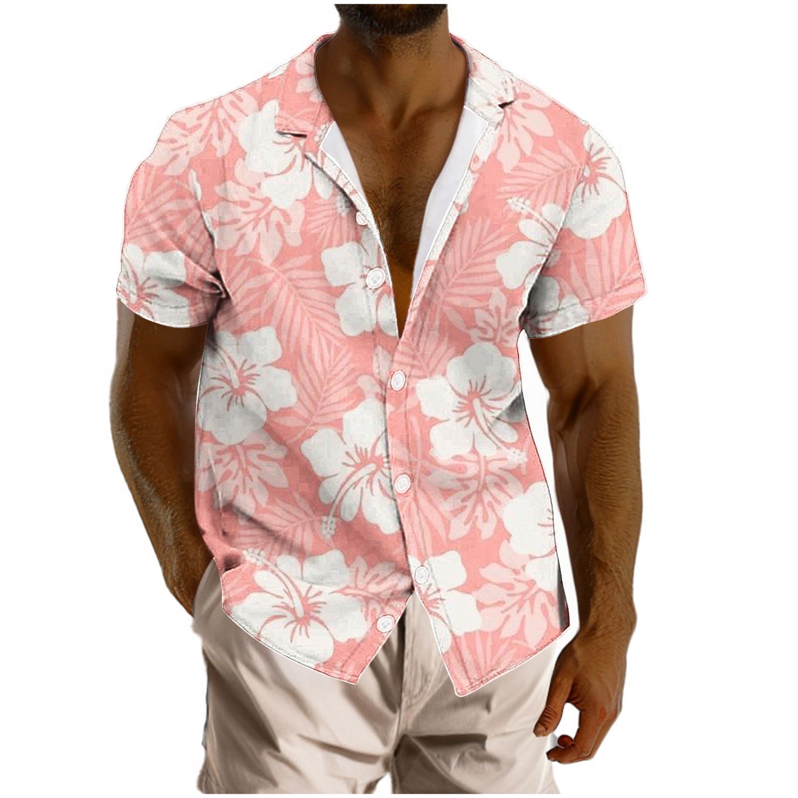 Men's Funky Tropical Floral Print Beach Shirts Casual Baggy Short ...