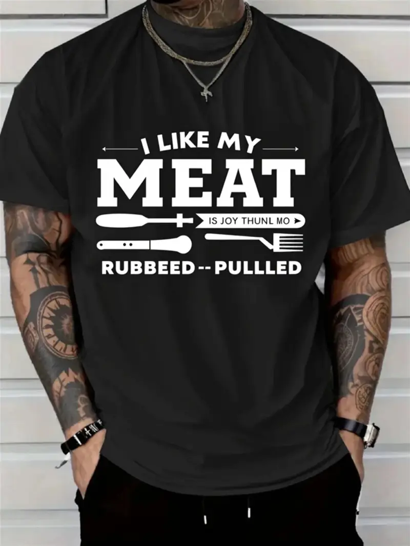 Men's Funny BBQ Meat Lover T-Shirt - "I Like My Meat Rubbed Pulled" BBQ ...
