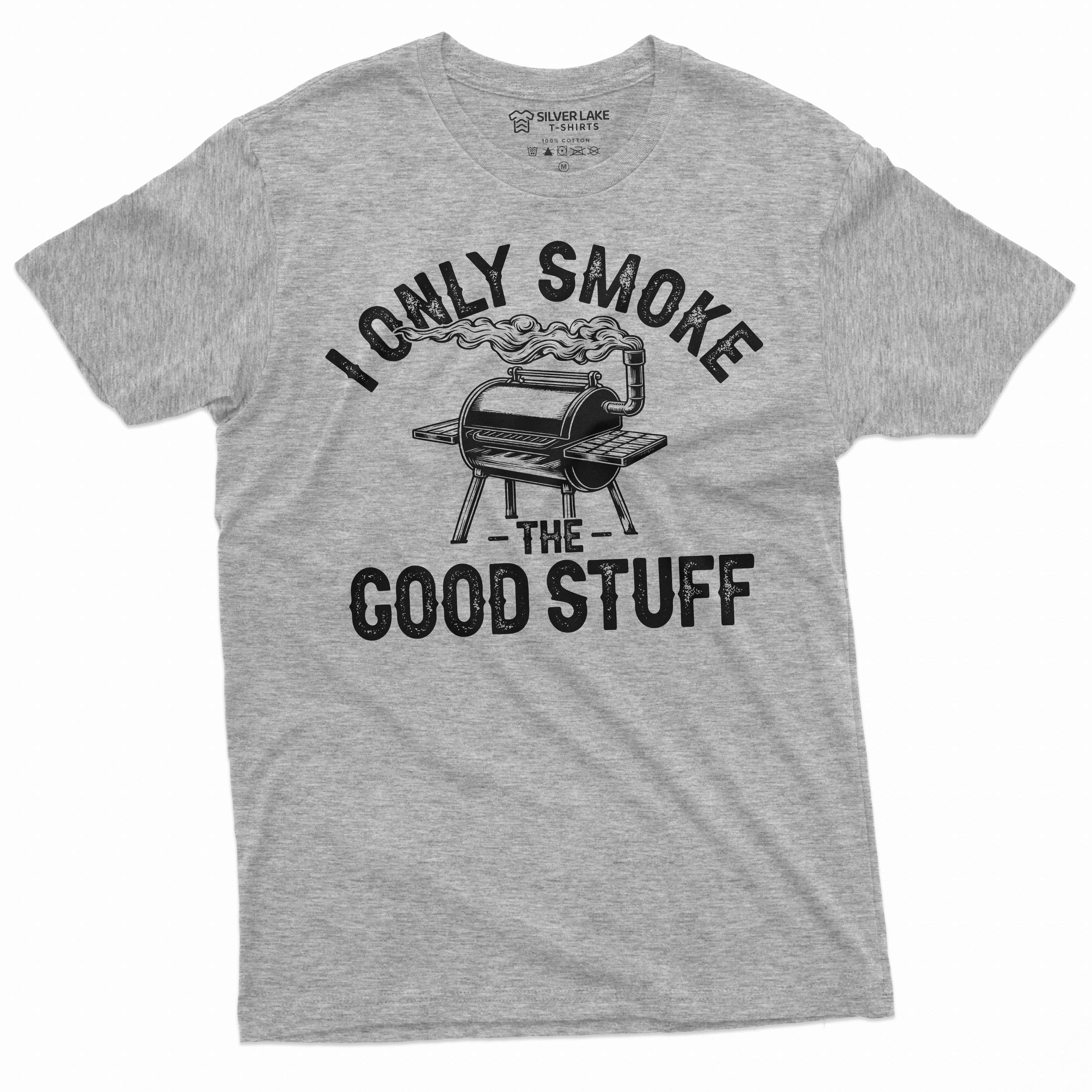 Men's Funny BBQ grilling grill T-shirt smoke good stuff double meaning ...