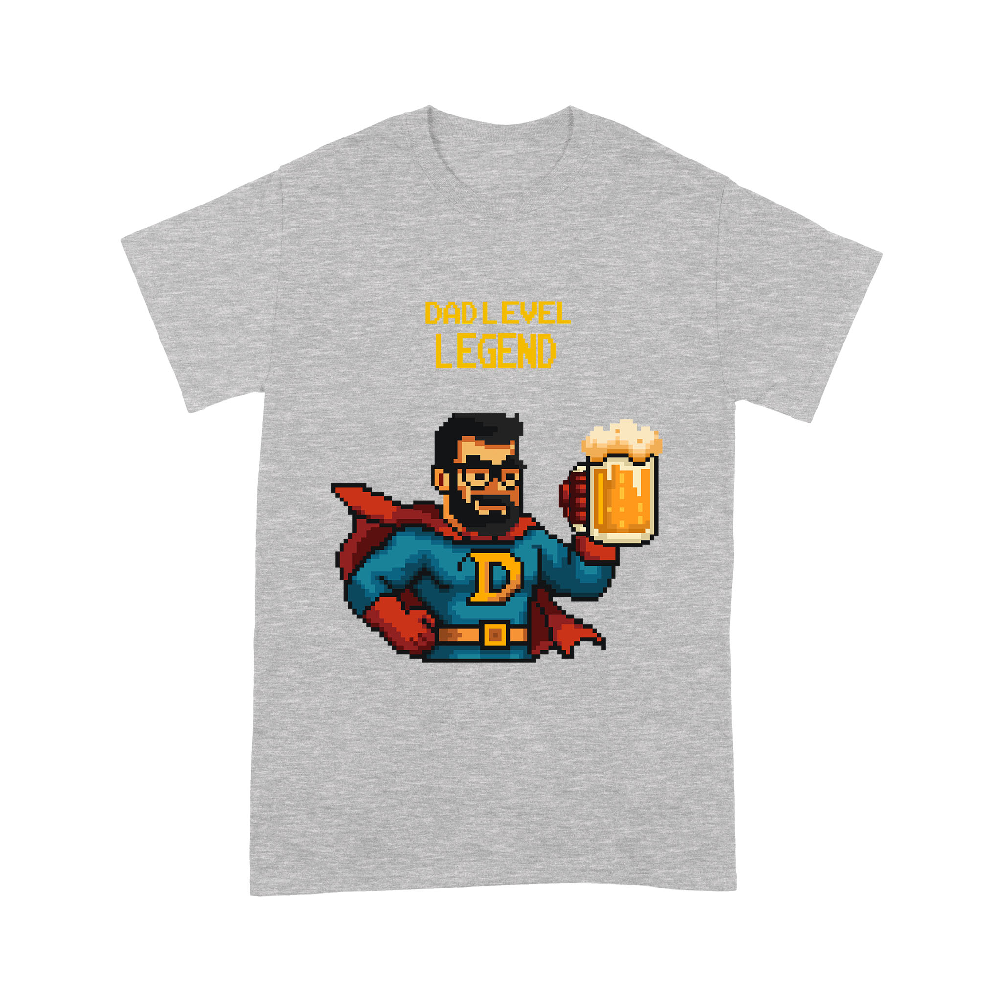 Men's Funny Dad Level Legend T-Shirt - Cool Superhero Pixel Art Graphic ...