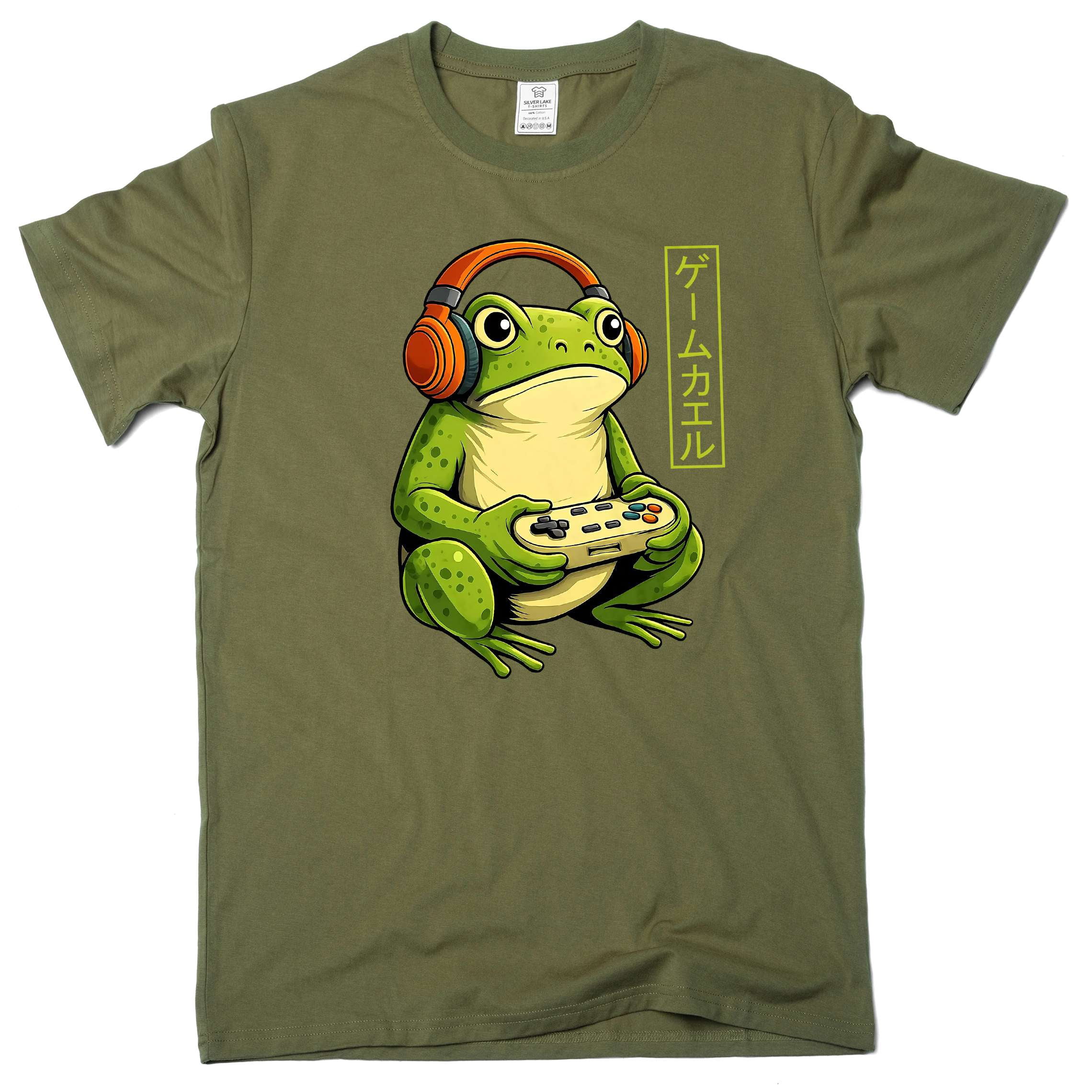 Men's Funny Gamer Frog T-shirt Japanese style Game frog with controller ...