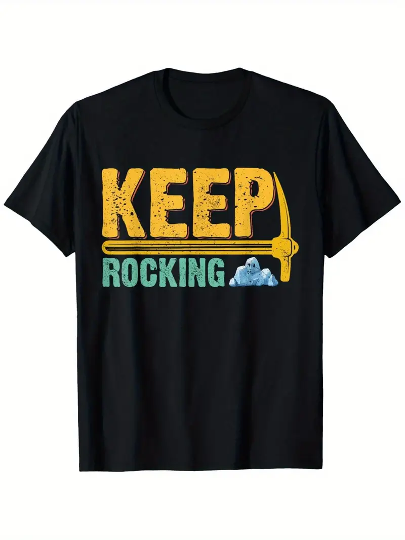 Men's Funny Geology Rock Collector T-Shirt - Keep Rocking Graphic with ...