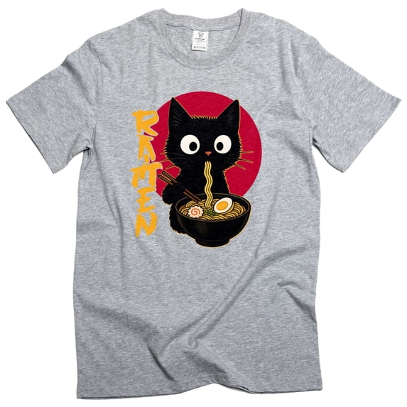 Men's Funny Ramen cat T-shirt cat eating ramen funny cat pet food Tee ...