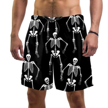 Junzan Cute Skeletons Figurines Print Swim Trunks Men Swim Shorts with ...