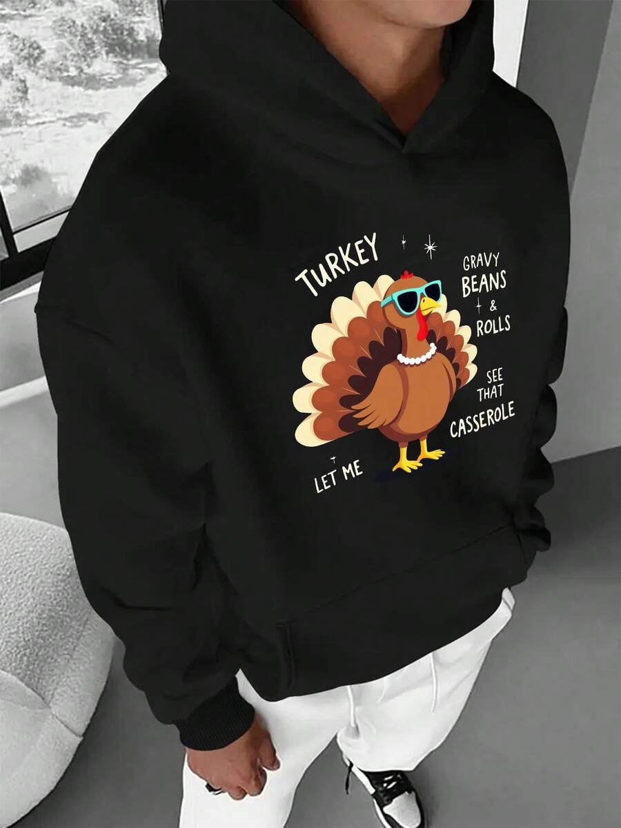 Men's Funny Thanksgiving Turkey Gravy Beans Casserole Graphic Hooded ...