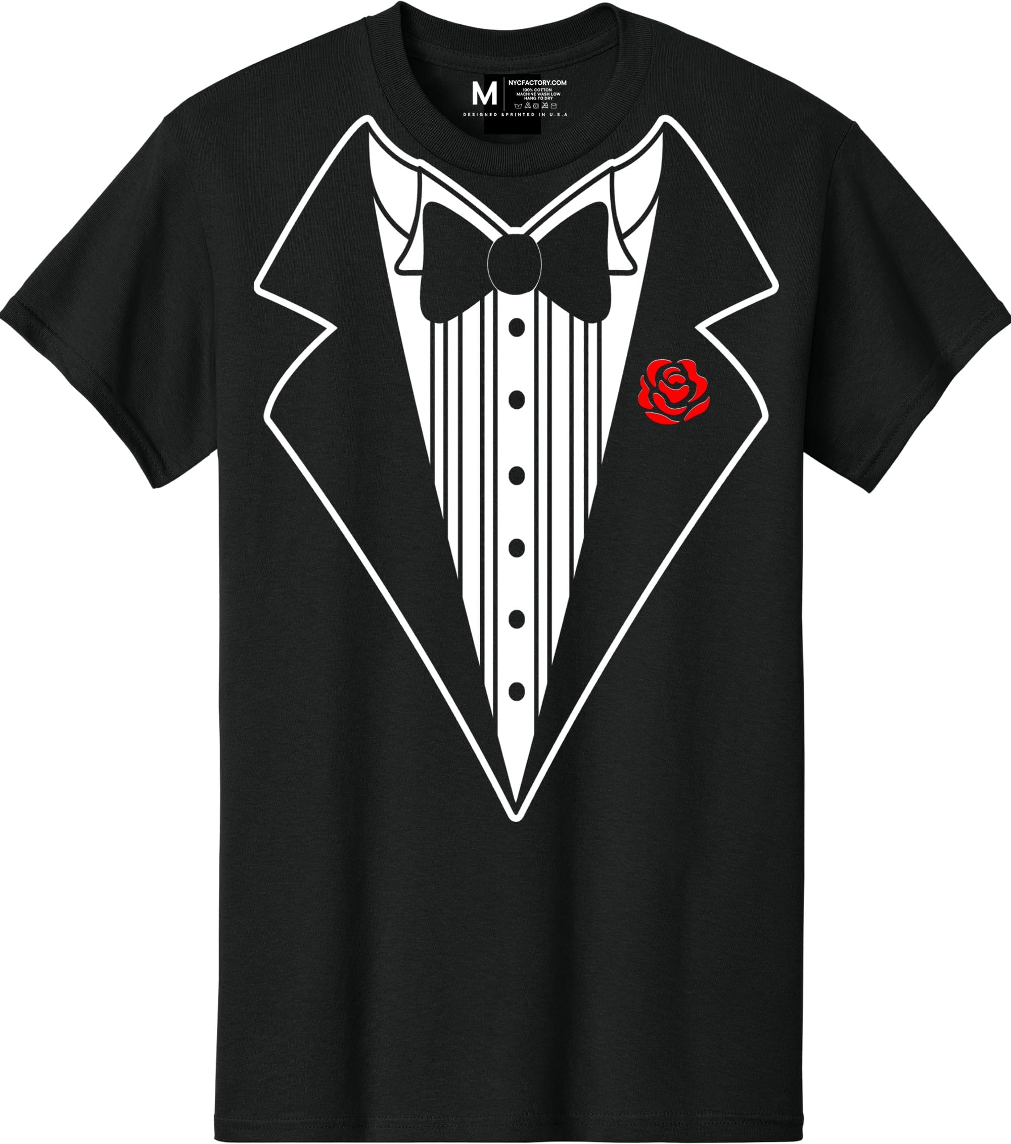 Men's Funny Tuxedo T-Shirt Black Black W Red Rose, Large - Walmart.com