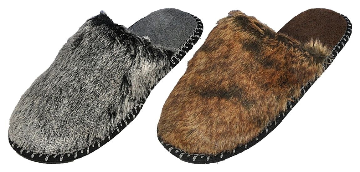 (Men's) Furry house slippers 36 pairs in a case (Bulk Pack) - Walmart.com