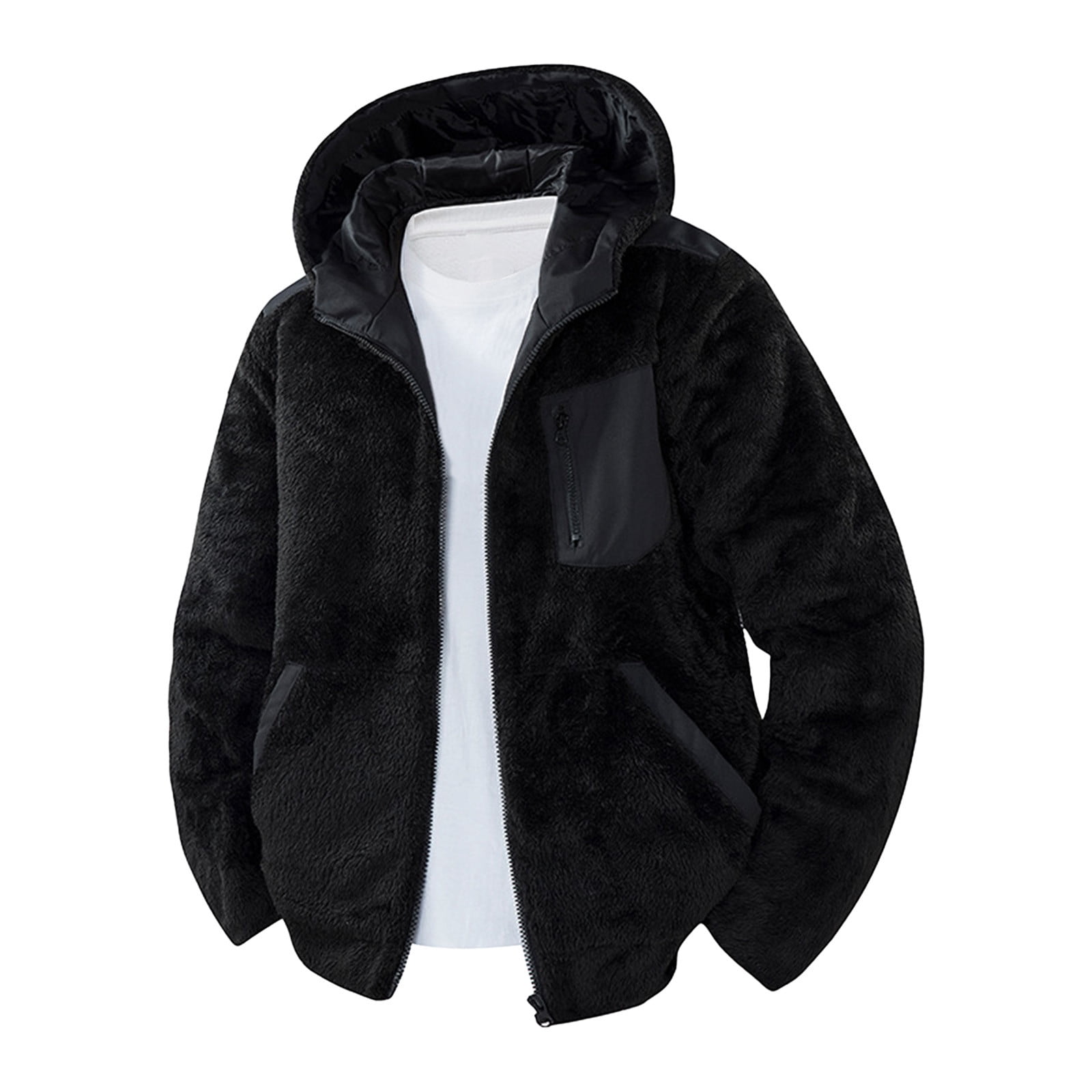 Men's Fuzzy Fleece Warm Jackets Loungewear Heavy Weight Thick Outwear ...