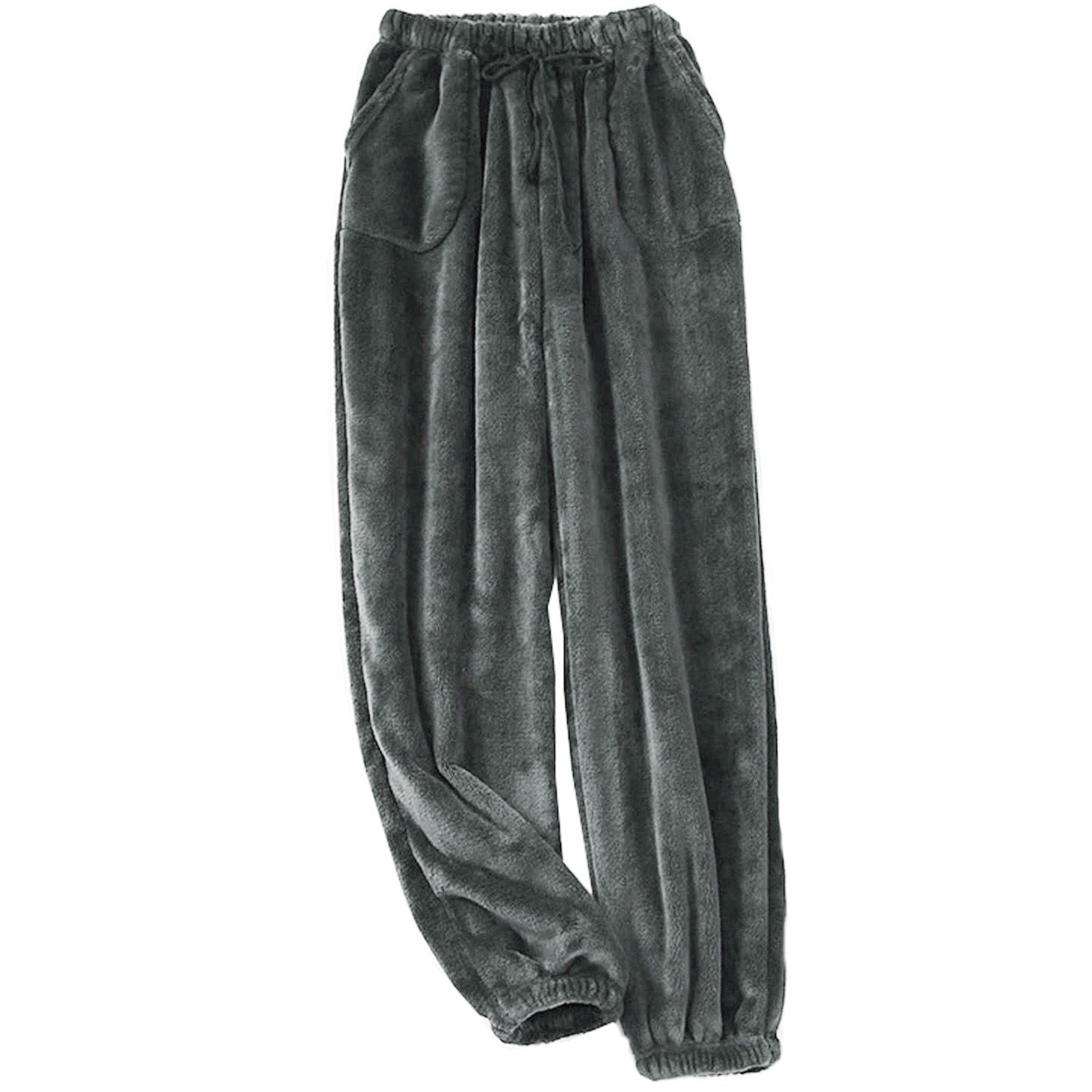Men's Fuzzy Pajama Pants Baggy Plus Size Comfort Warm Nightwear ...