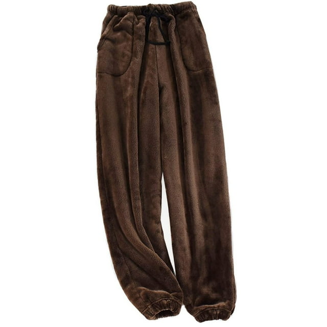 Men's Fuzzy Pajama Pants Baggy Plus Size Comfort Warm Nightwear ...
