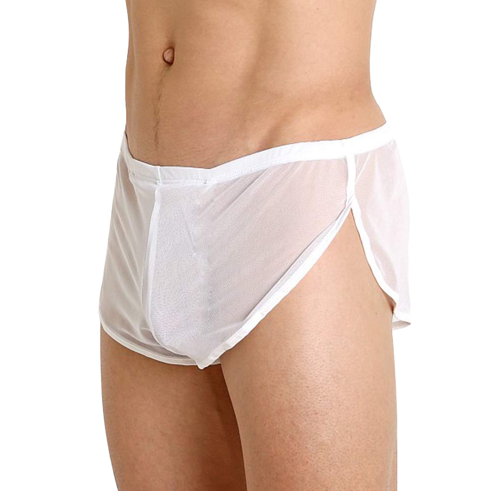 Mens G String Thongs Split Sides Boxers Solid Skirt Apron Design Sheer Split Side Boxers
