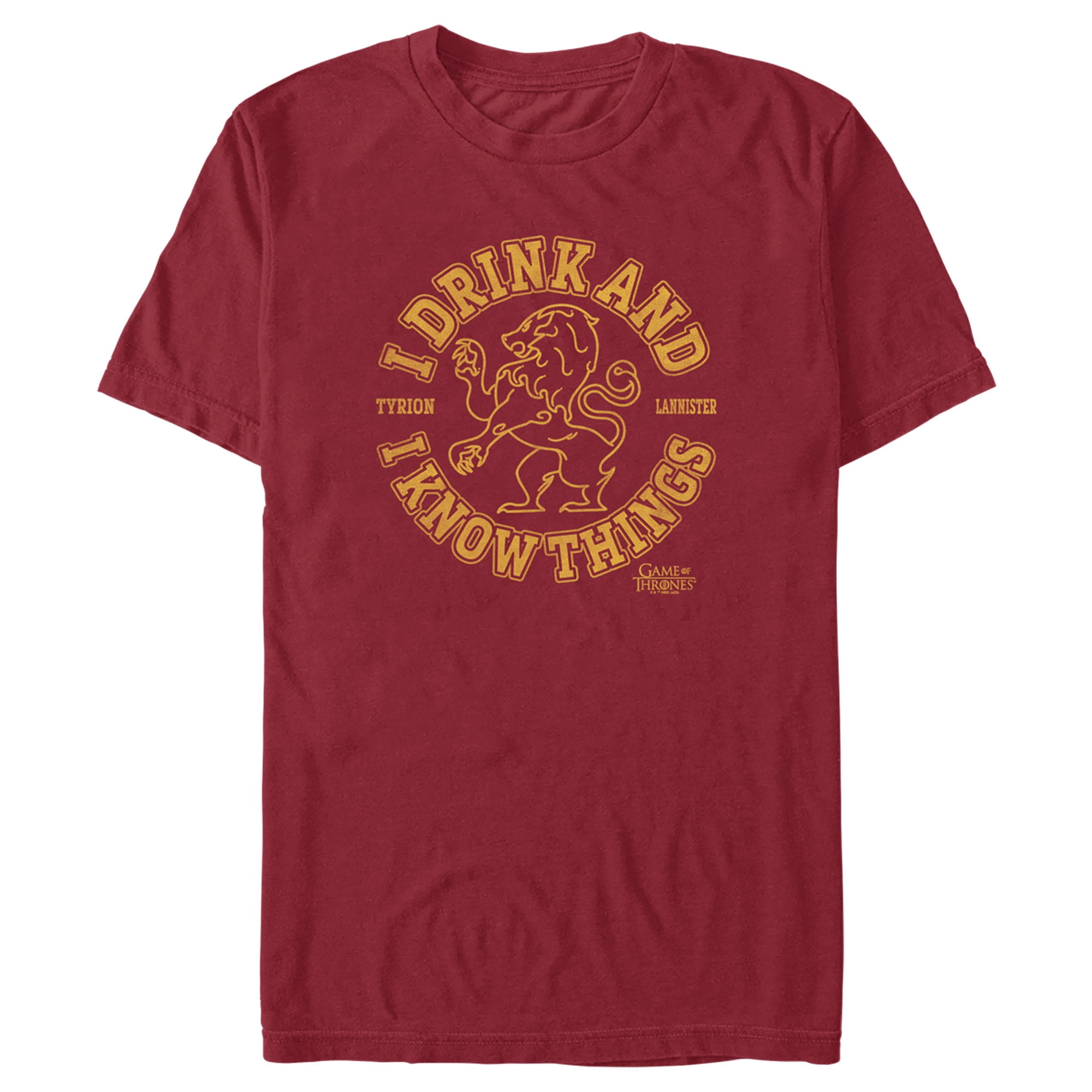 Men's Game of Thrones I Drink and I Know Things College Logo Graphic ...
