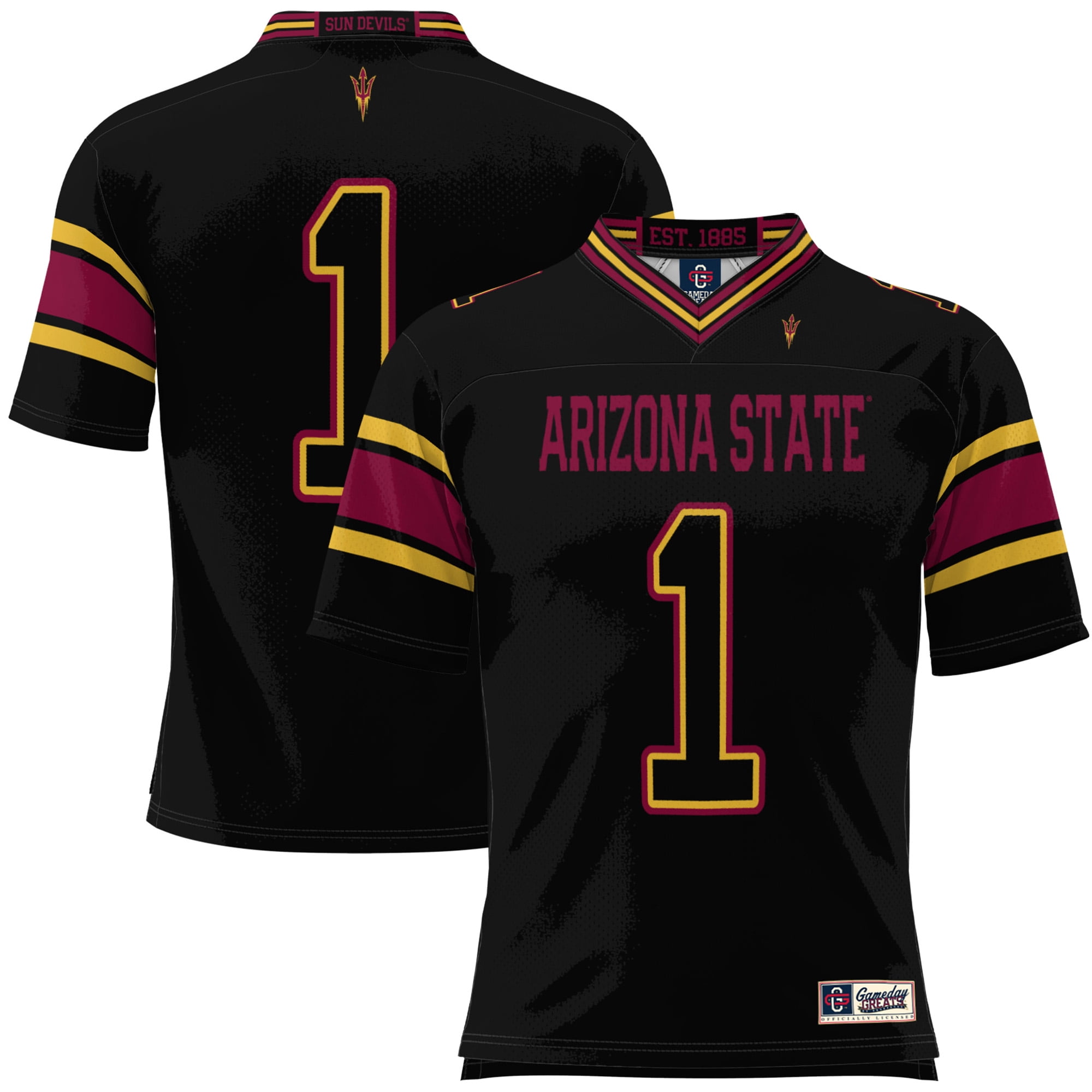 Men's GameDay Greats #1 Black Arizona State Sun Devils Football Jersey ...