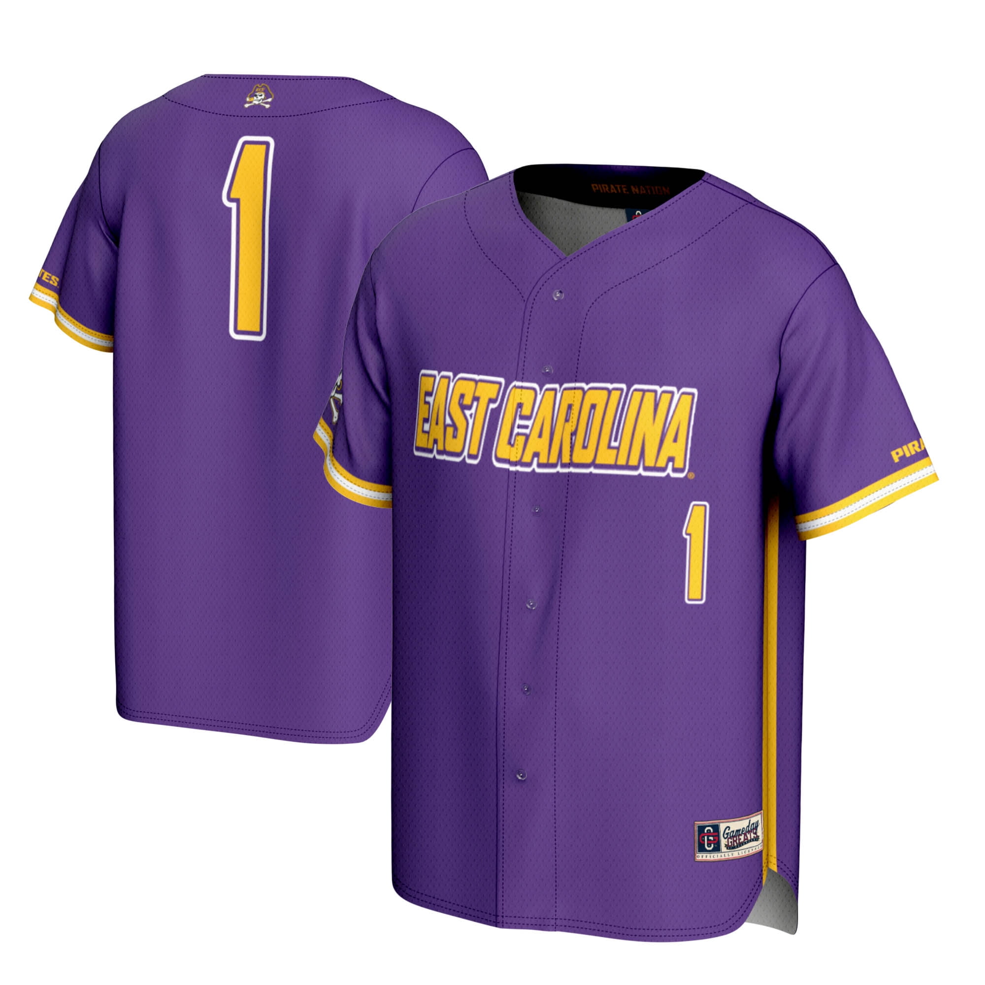Men's GameDay Greats #1 Purple ECU Pirates Lightweight Baseball Jersey ...