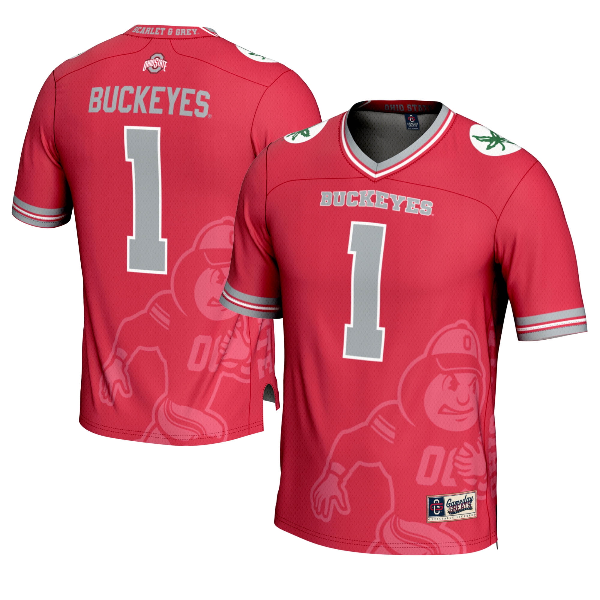 Men's GameDay Greats #1 Scarlet Ohio State Buckeyes Icon Print Football Fashion Jersey - Walmart.com