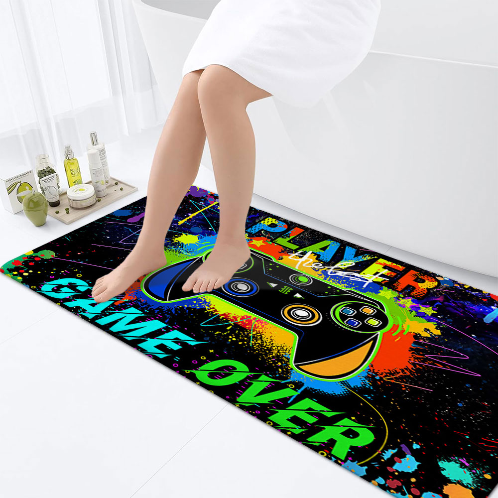 Men's Gaming Bathroom Rugs, Gamer Neon Sign Bathroom Rugs for Bathroom ...