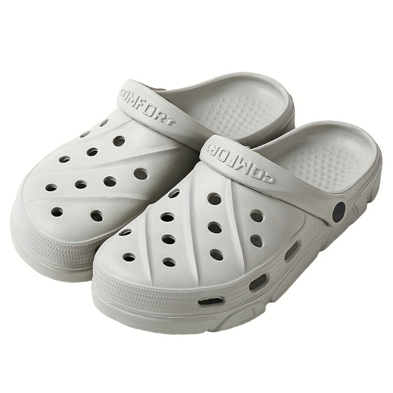 Men's Garden Clogs Solid EVA Clogs, Slip-on Closed Toe Sandals, Soft ...