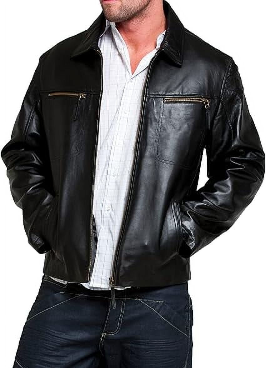 Men's Genuine Black Lambskin Leather Jacket Motorcycle Biker Jacket ...