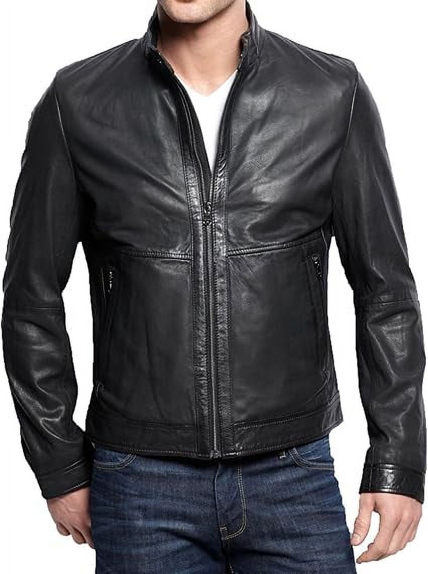 Men's Genuine Black Lambskin Leather Jacket Slim fit Biker Motorcycle jacket A712 - Walmart.com