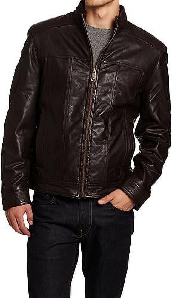 Men's Genuine Brown Lambskin Leather Jacket Biker Soft Stylish Motorcycle Jacket A709 - Walmart.com