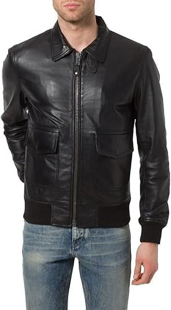 Men's Genuine Lambskin Black Leather Jacket Biker Soft Stylish Motorcycle Jacket A779 - Walmart.com