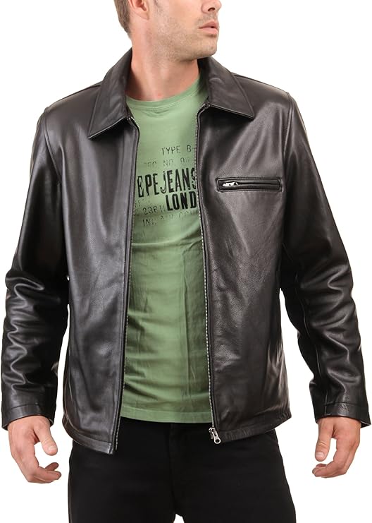 Men's Genuine Lambskin Leather Black Jacket Slim fit Biker Motorcycle jacket A925 - Walmart.com