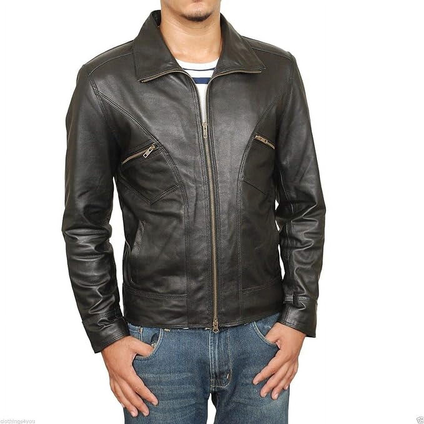 Men's Genuine Lambskin Leather Jacket Biker Soft Stylish Blue ...
