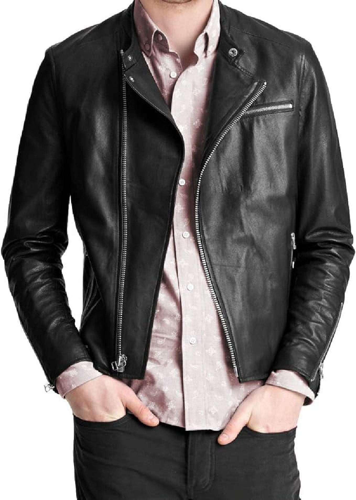 Men's Genuine Lambskin Leather Jacket Biker Soft Stylish Blue Motorcycle Jacket A032 - Walmart.com