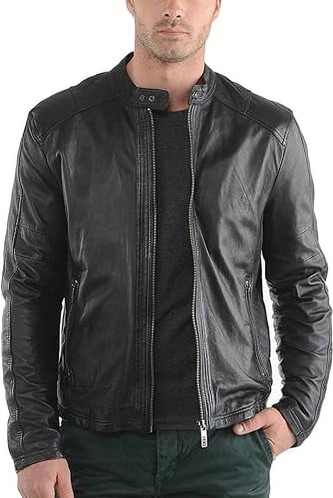 Leather Junction Men's Genuine Lambskin Leather Biker Motorcycle Jacket A010, Soft, Stylish ...