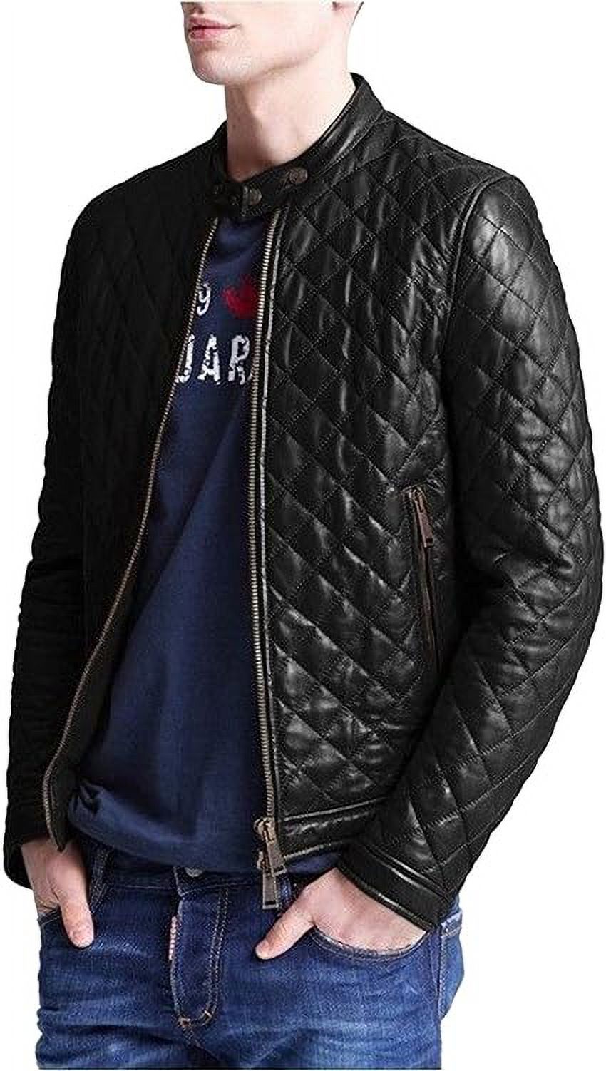 Men's Genuine Lambskin Leather Jacket Biker Soft Stylish Motorcycle Jacket MJF027 - Walmart.com