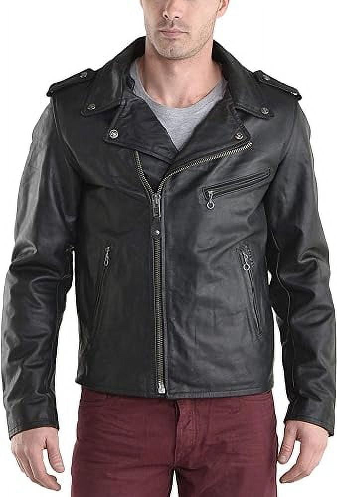 Men's Genuine Lambskin Leather Jacket Biker Soft Stylish Motorcycle Jacket MJF054 - Walmart.com