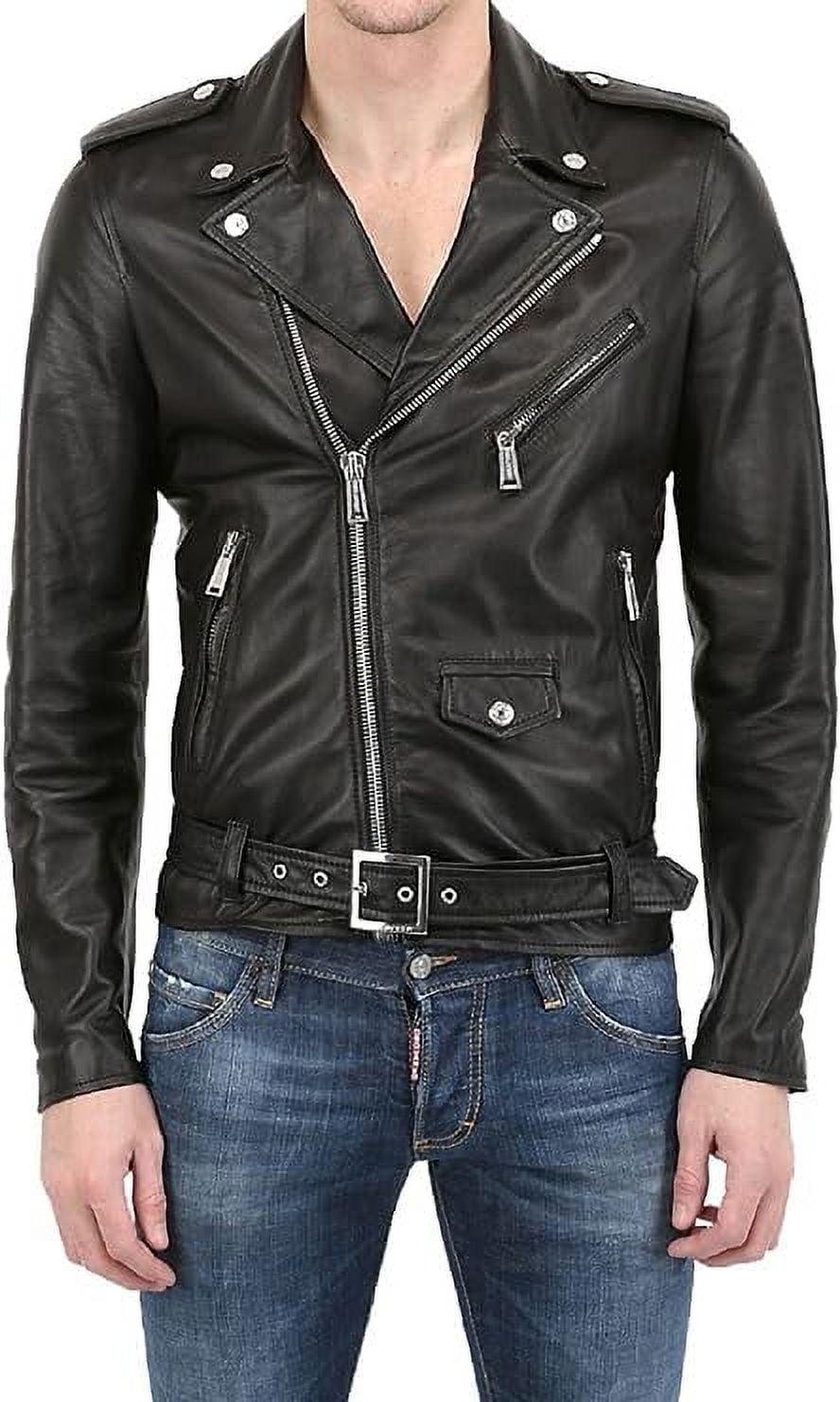 Men's Genuine Lambskin Leather Jacket Motorcycle Biker Jacket A230 ...
