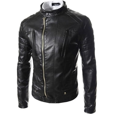 Men's Cafe Racer Leather Jacket Lambskin Leather Open Bottom Jacket ...