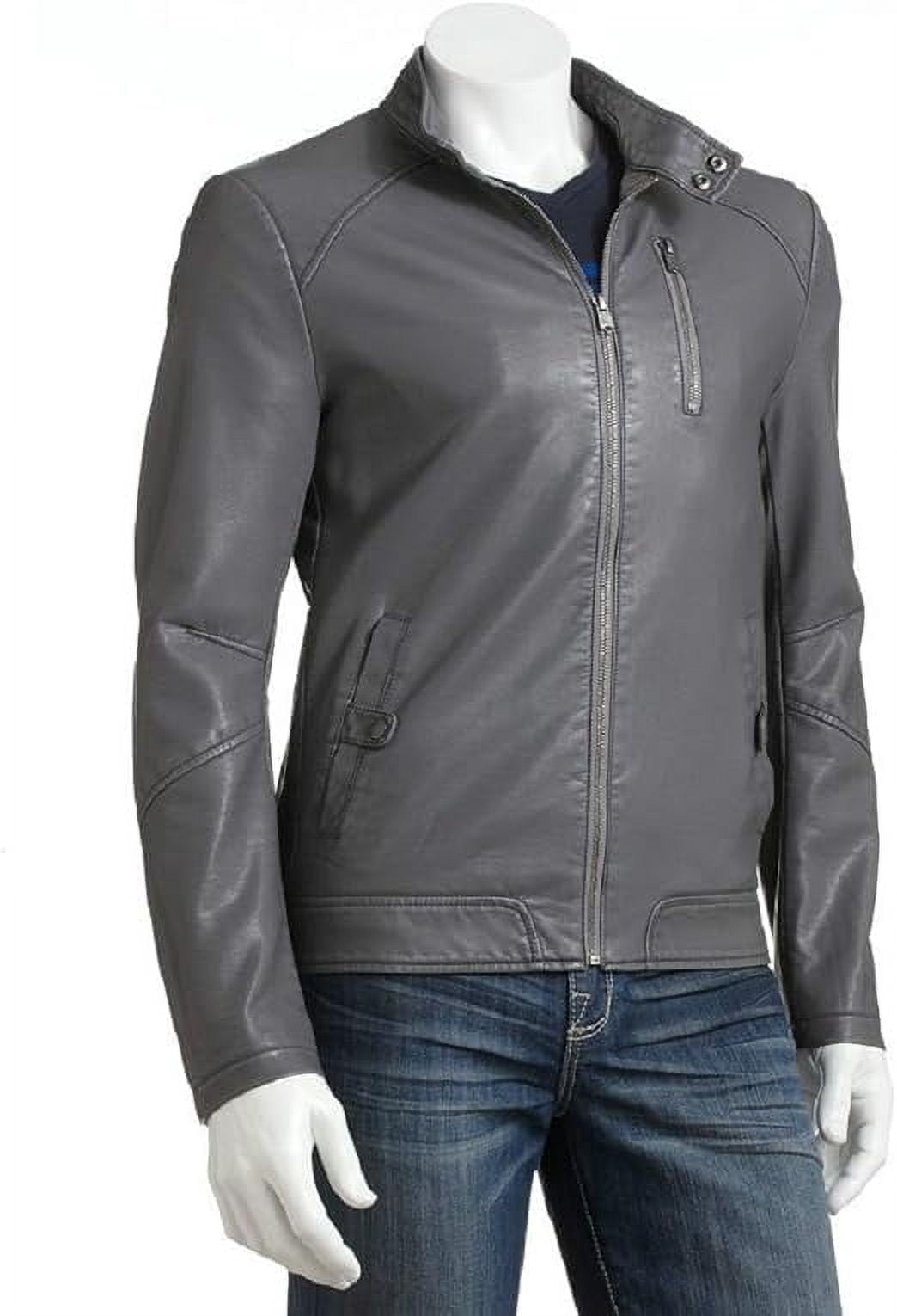 Men's Genuine Lambskin Leather gray Jacket Slim fit Motorcycle jacket ...