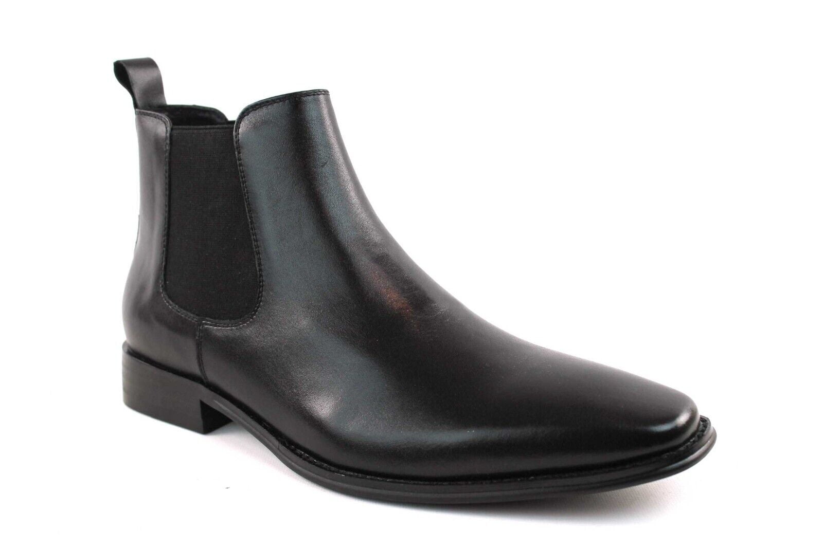 Men's Genuine Leather Black Chelsea Ankle Dress Casual Boots Almond Toe ...