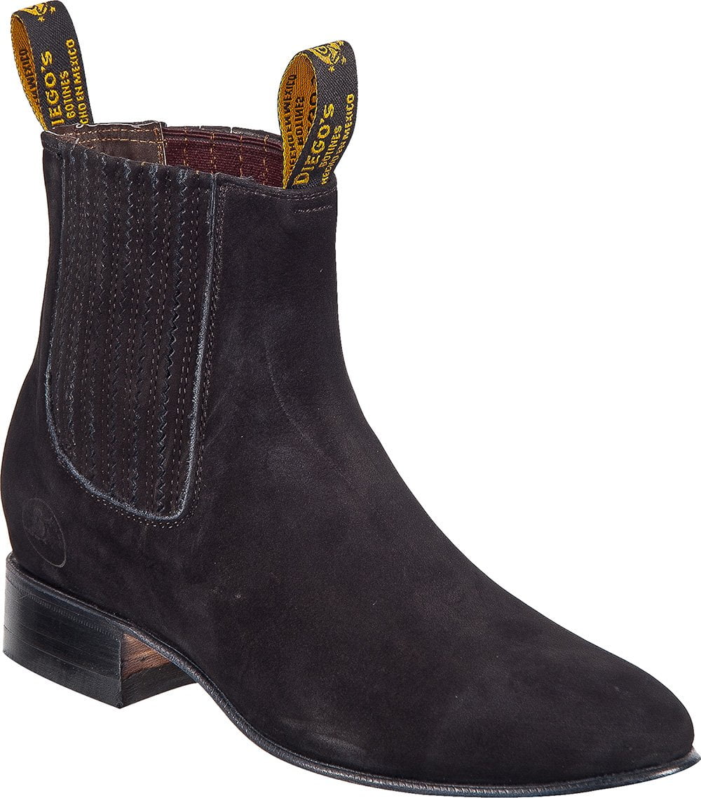 Men’s Genuine Leather Classic Botin Short Ankle Nubuck Leather Cowboy ...