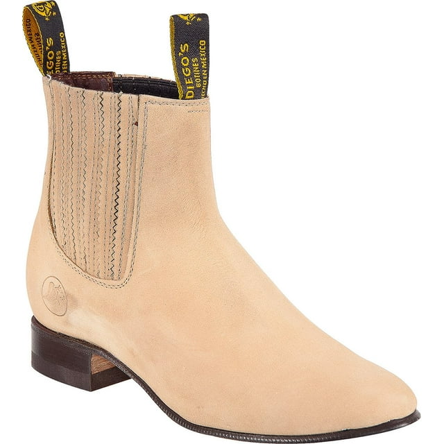 Men’s Genuine Leather Classic Botin Short Ankle Nubuck Leather Cowboy ...