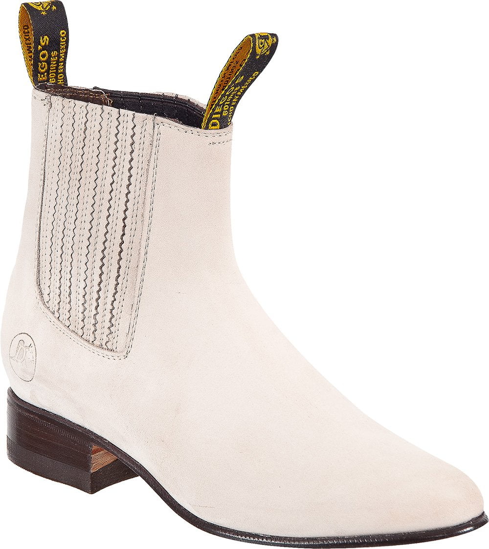 Men’s Genuine Leather Classic Botin Short Ankle Nubuck Leather Cowboy ...