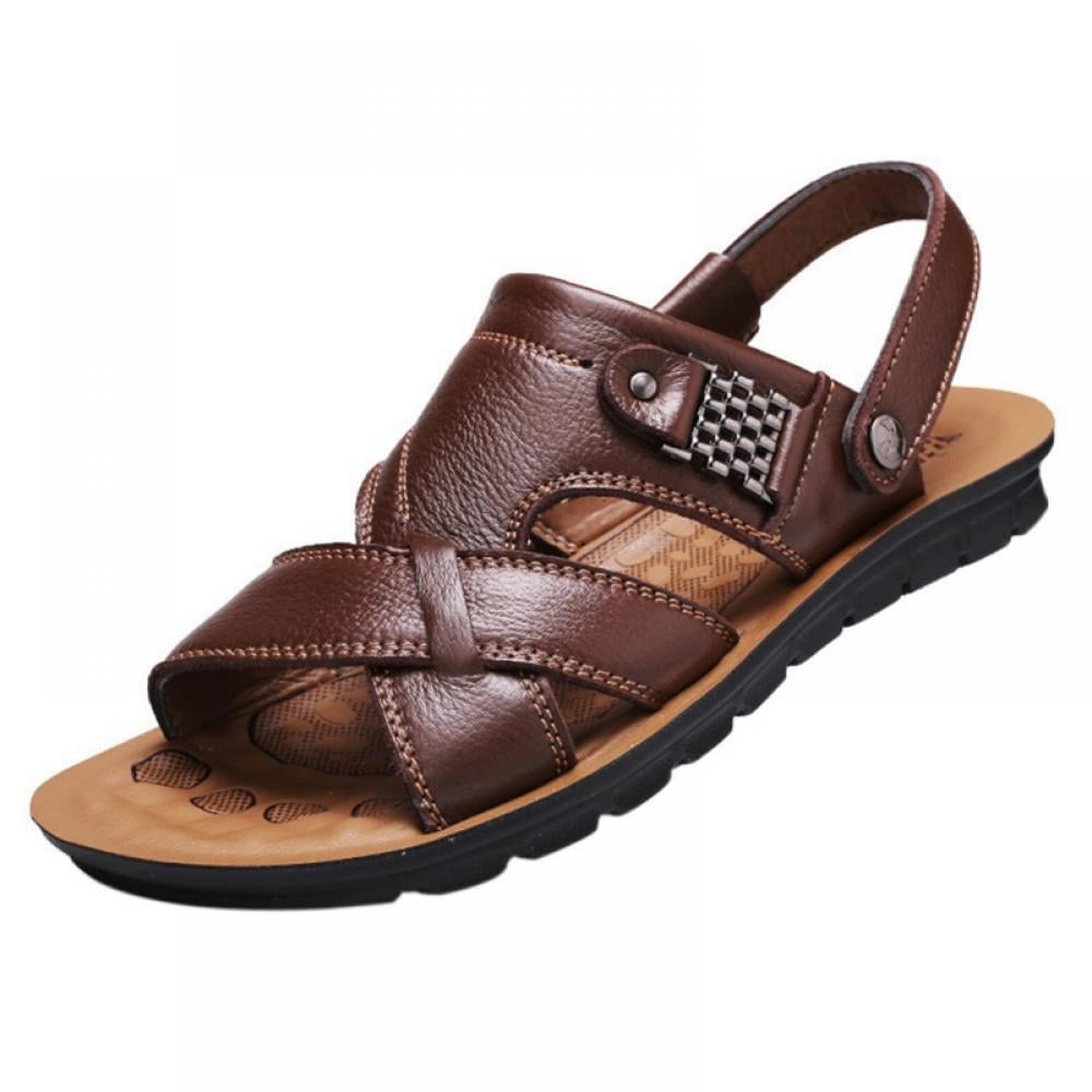 Feiona Men's Leather Open Toe Sandals, Comfortable, Breathable ...
