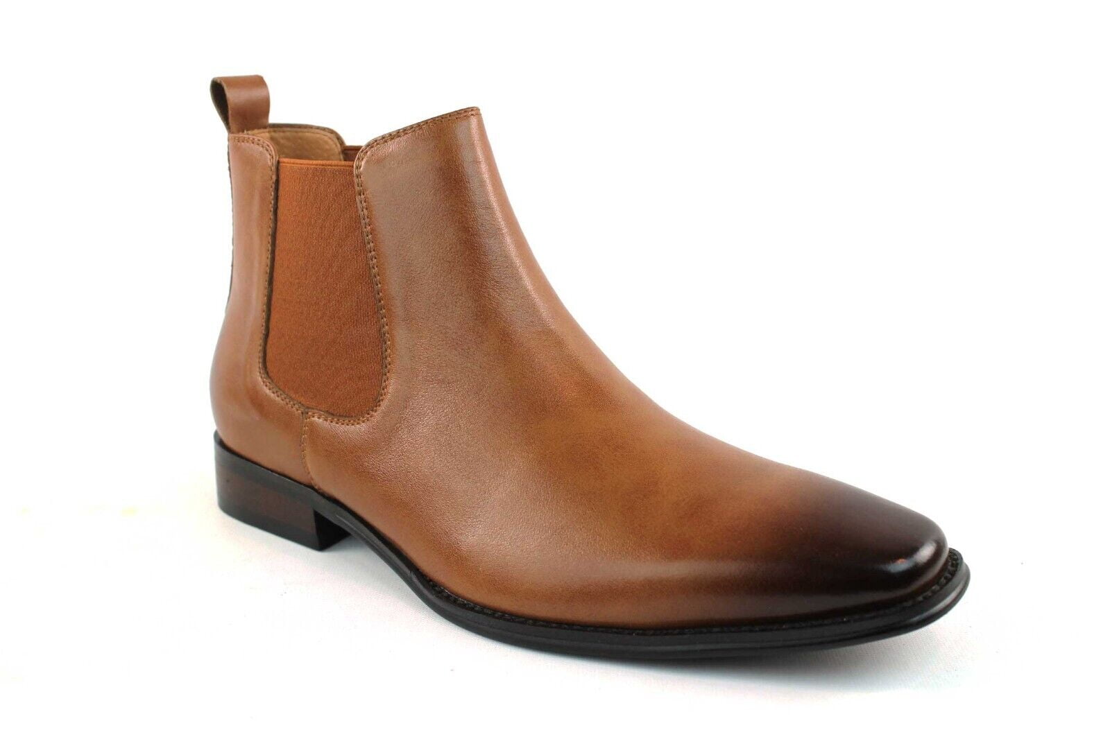 Men's Genuine Leather Cognac Brown Chelsea Ankle Dress Casual Boots ...
