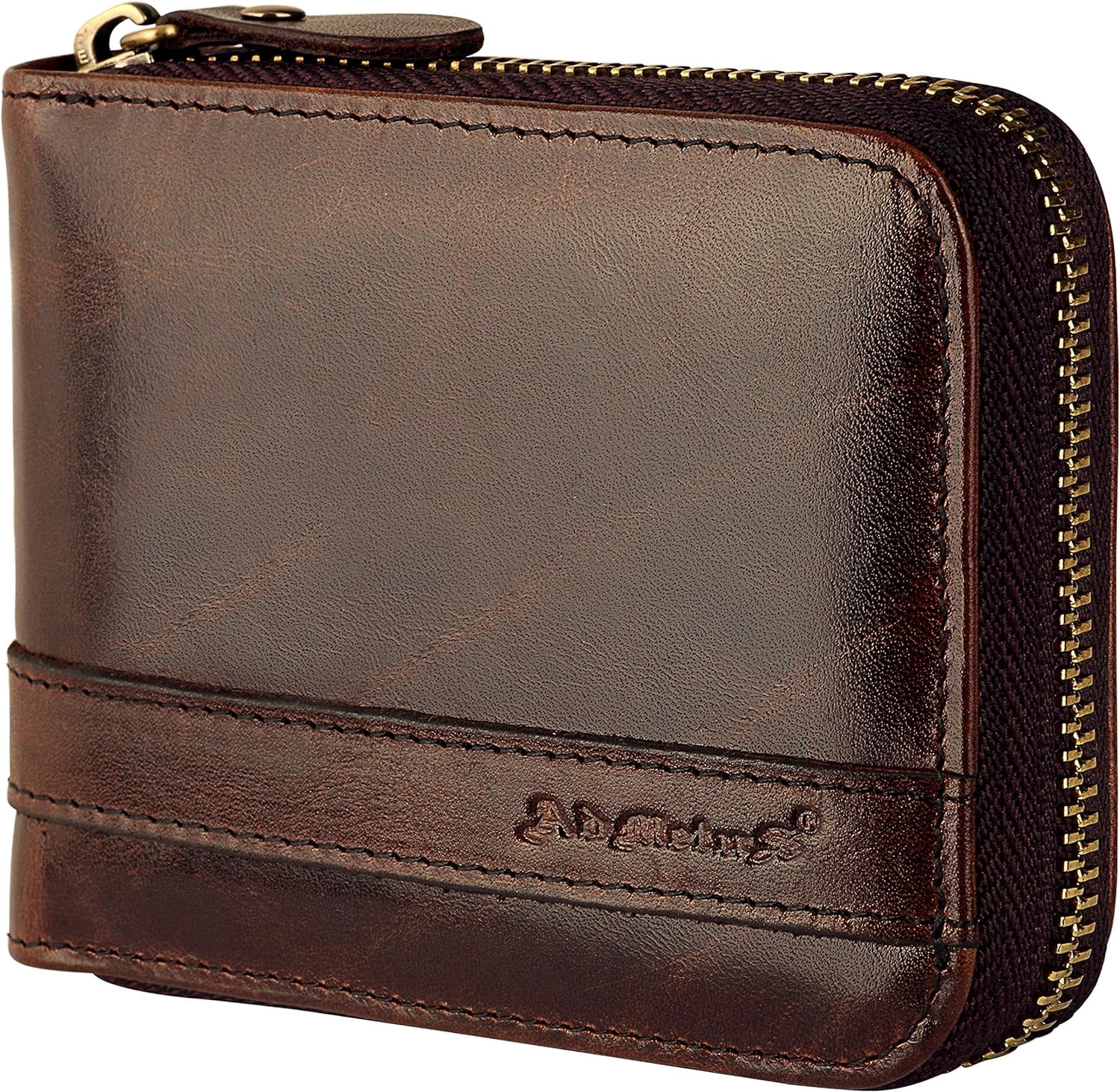 Men's Genuine Leather Short Zip-around Bifold Wallet - Walmart.com