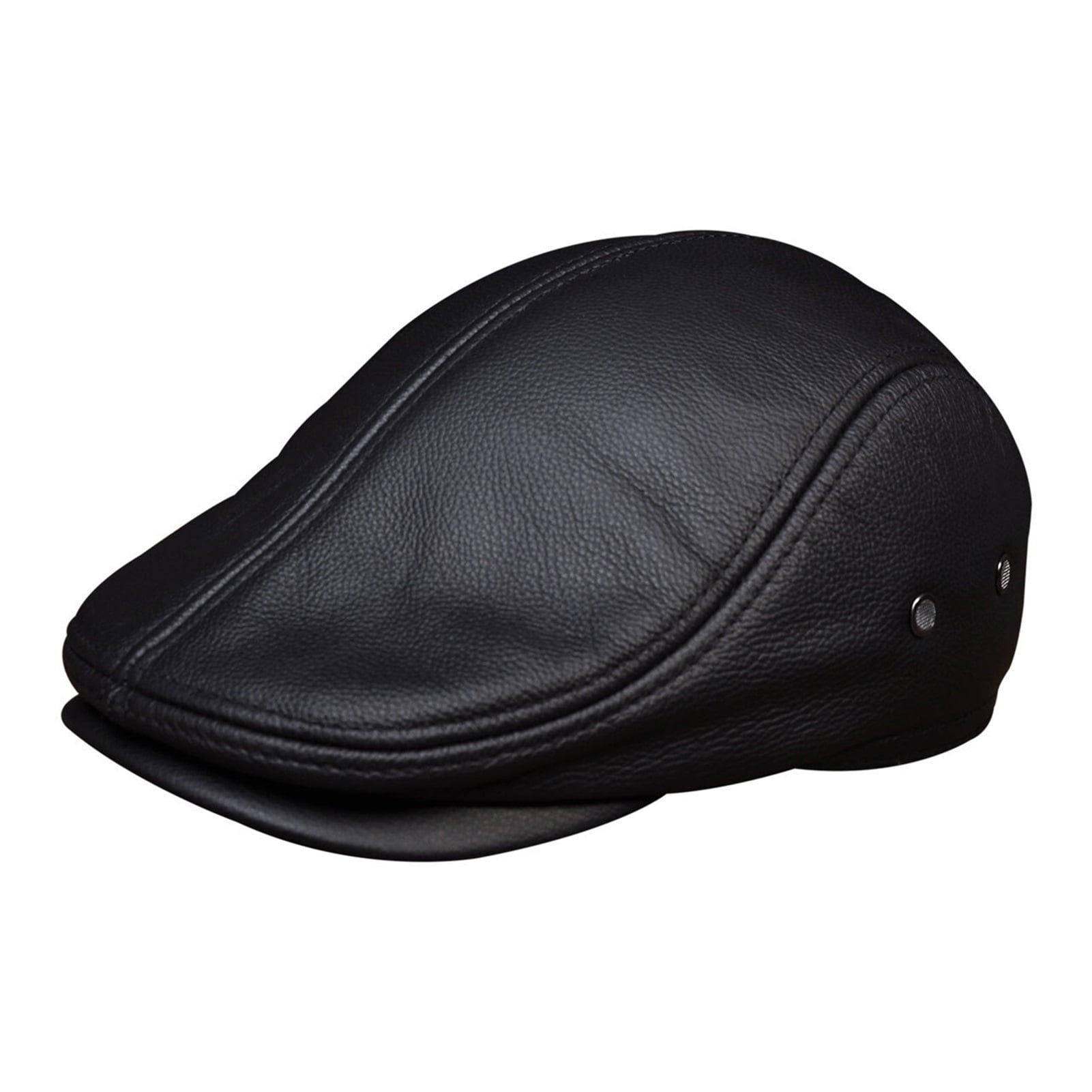 Men's Genuine Real Leather Baseball Caps Hats Brand New Cow Skin Beret ...