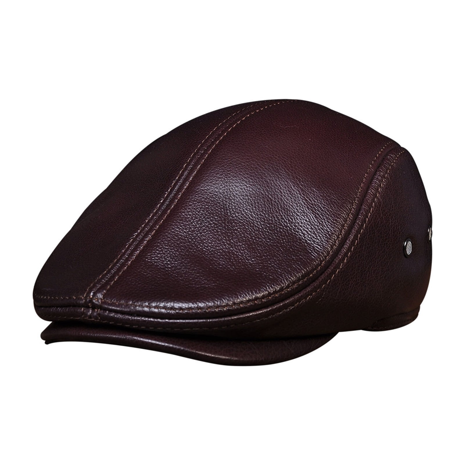 Men's Genuine Real Leather Baseball Caps Hats Brand New Cow Skin Beret ...