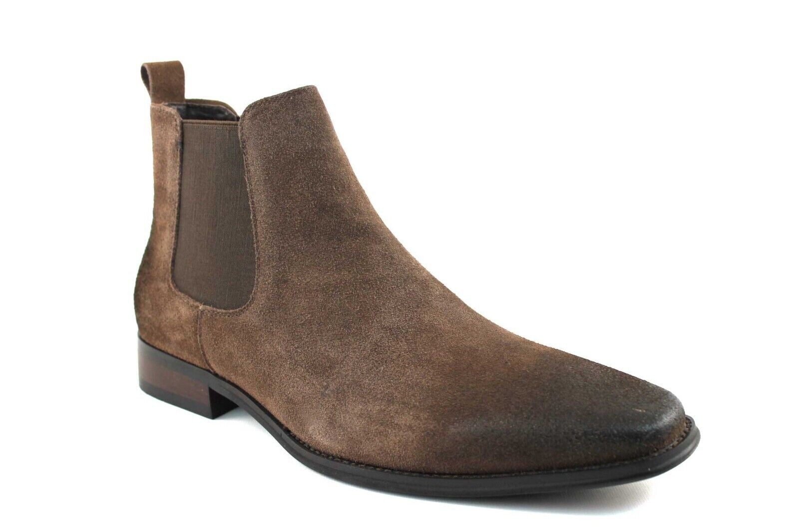 Men's Genuine Suede Dark Brown Chelsea Ankle Boots Dress Causal Almond ...