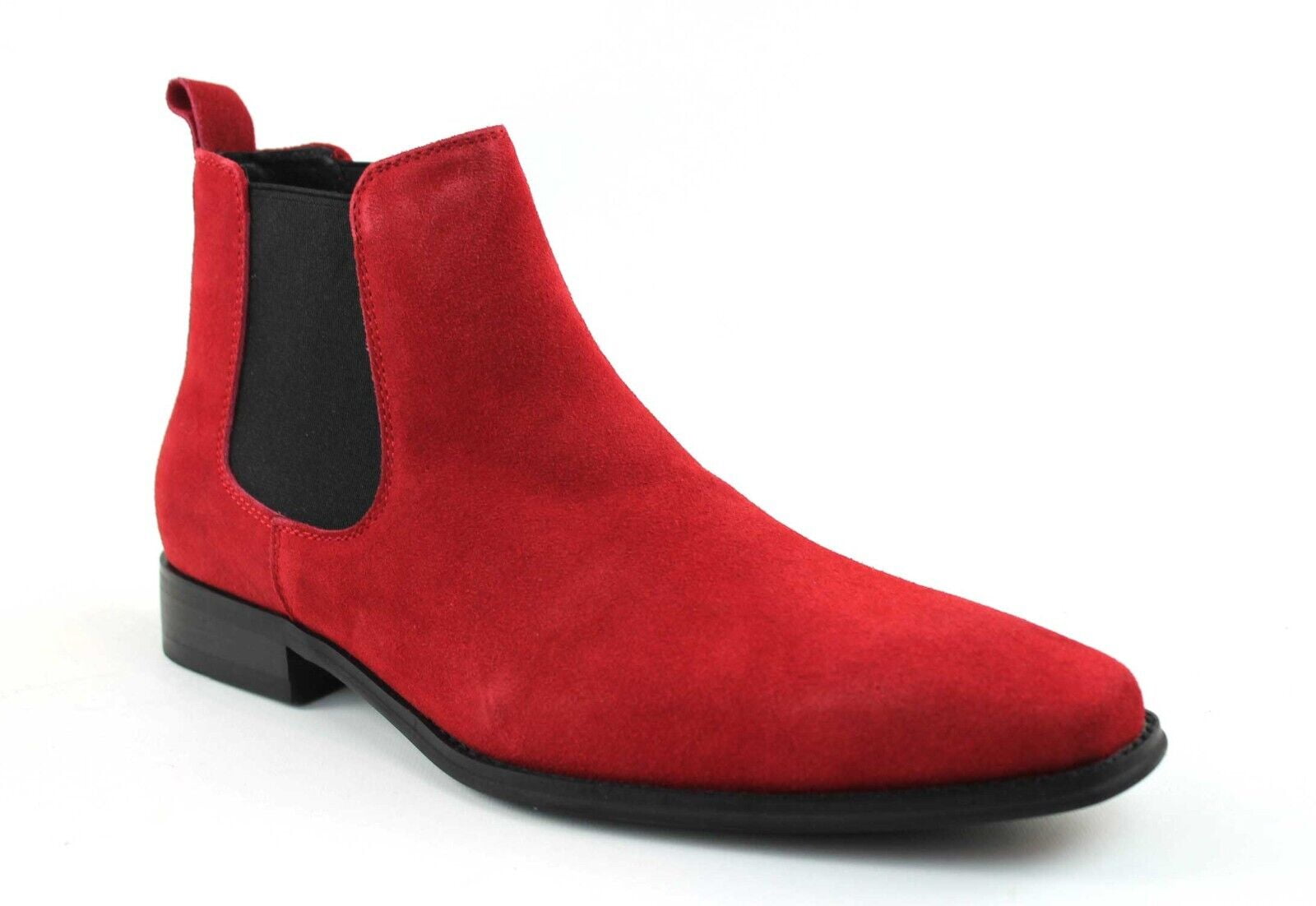 Men's Genuine Suede Red Chelsea Ankle Boots Dress Casual Almond Toe ...