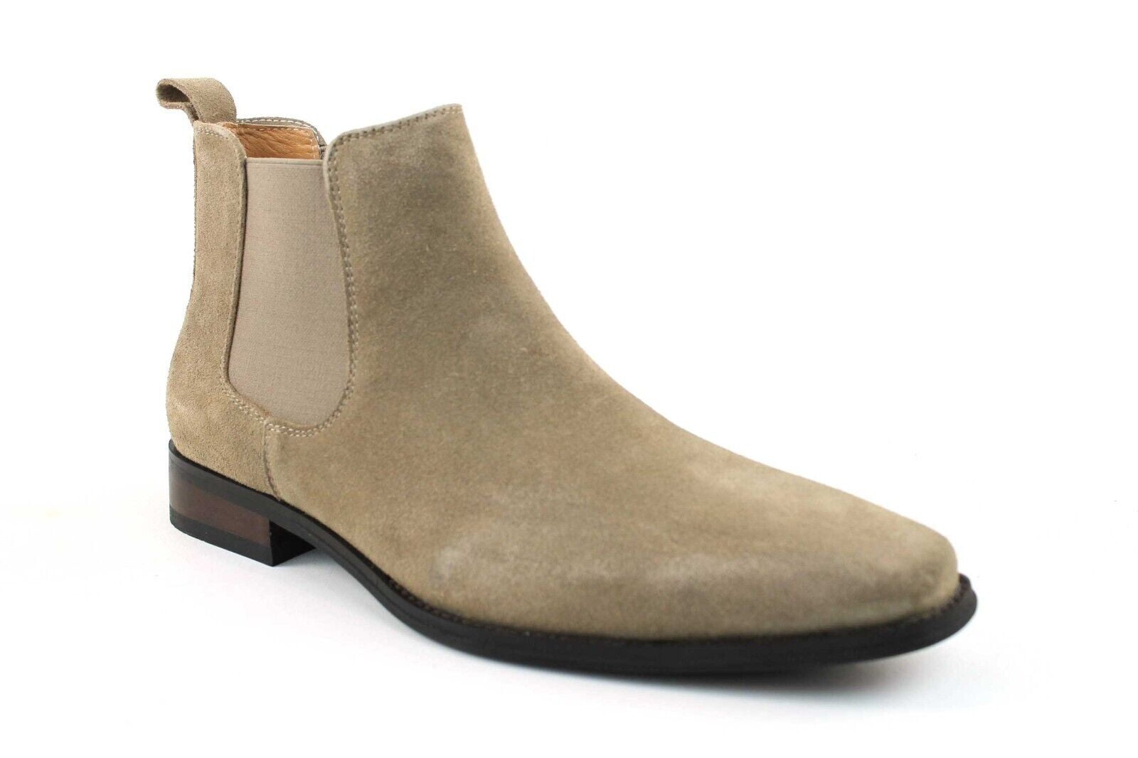 Men's Genuine Suede Tan Beige Chelsea Ankle Boots Dress Causal Almond ...