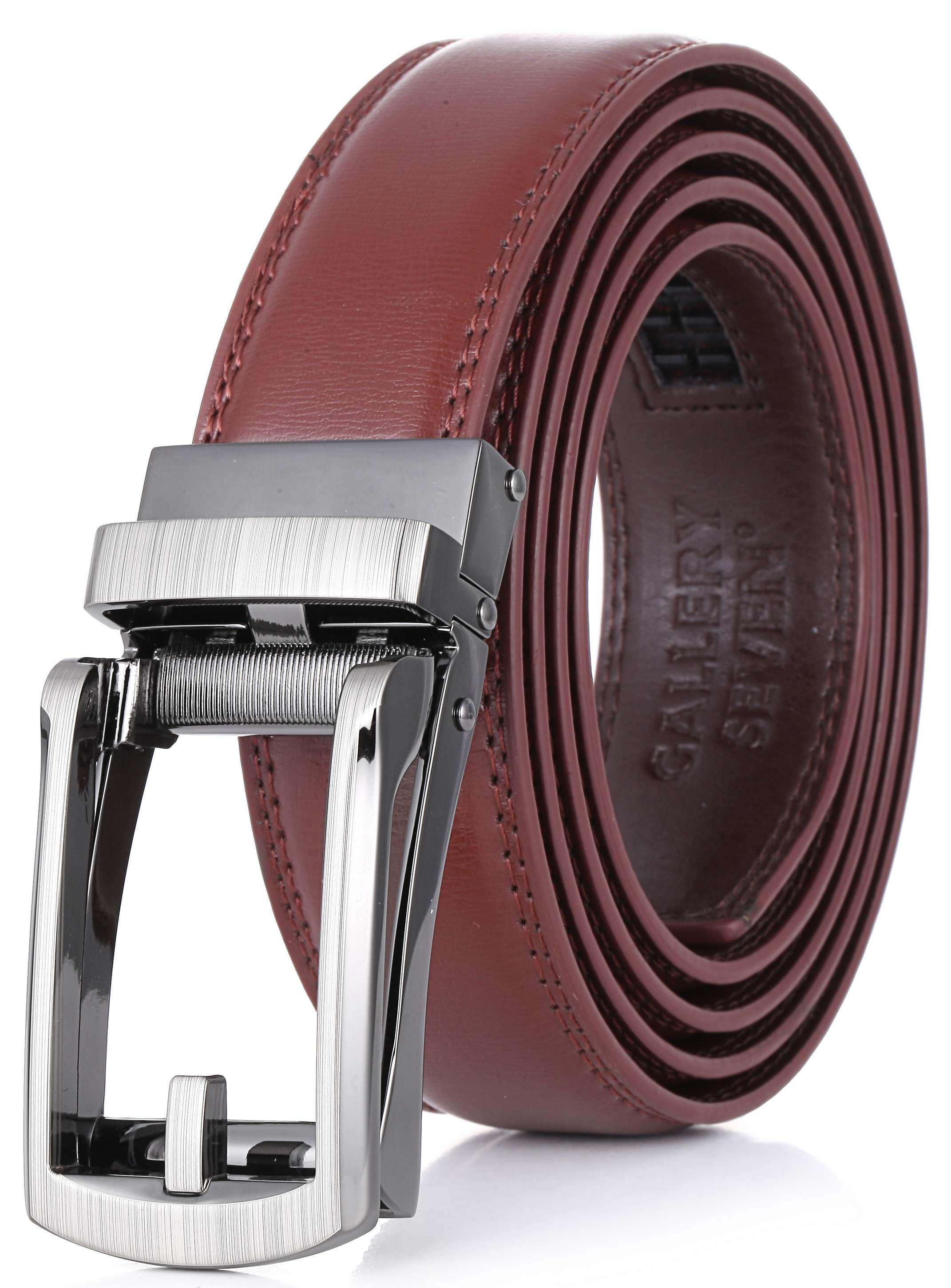 Men’s Geometric Leather Ratchet Dress Belt, Enclosed in an Elegant Gift ...