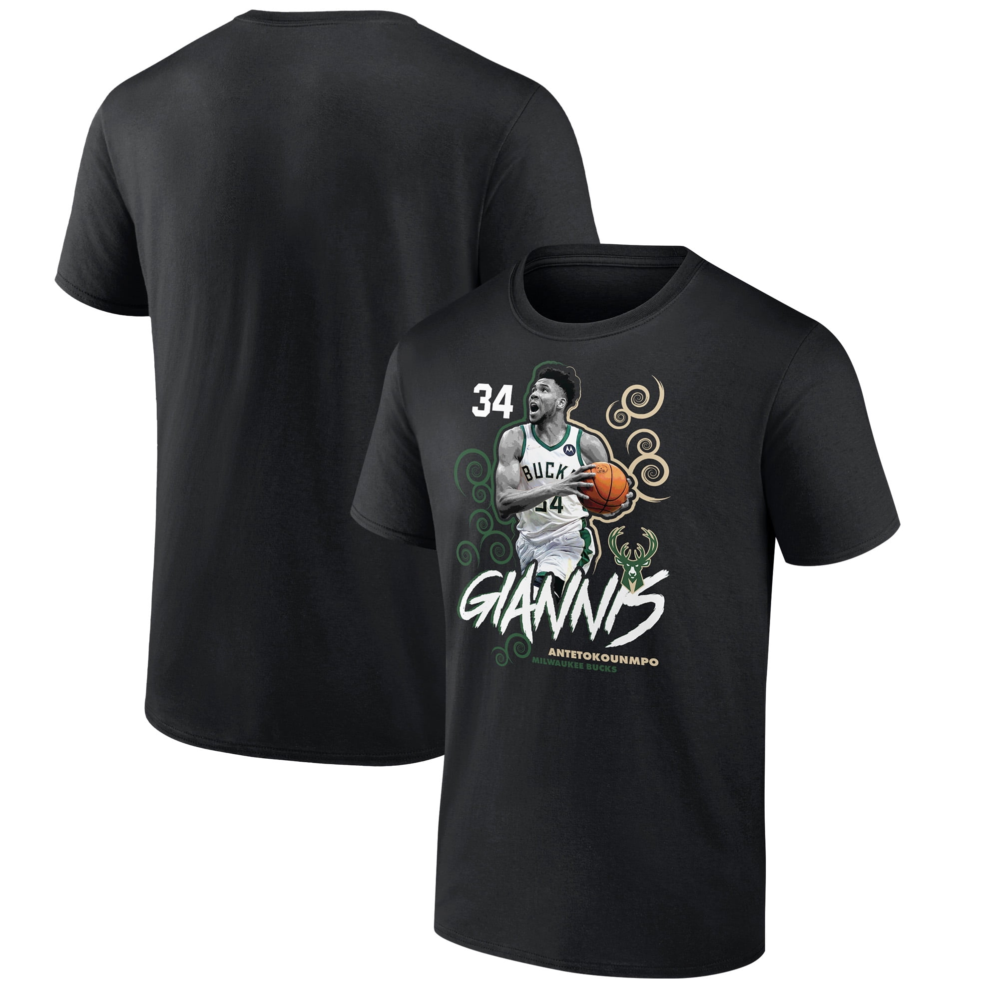 Men's Giannis Antetokounmpo Black Milwaukee Bucks Competitor T-Shirt ...